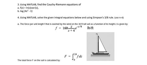 solved 3 using matlab find the cauchy riemann equations of