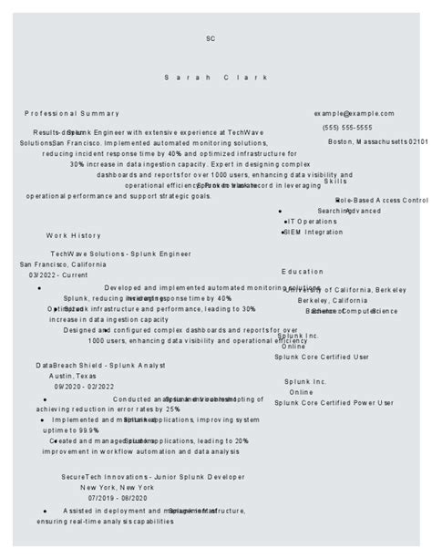 6 Splunk Engineer Resume Examples And Top Skills