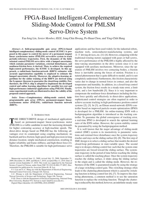 Pdf Fpga Based Intelligent Complementary Sliding Mode Control For Pmlsm Servo Drive System
