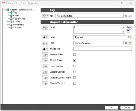 request token button widget