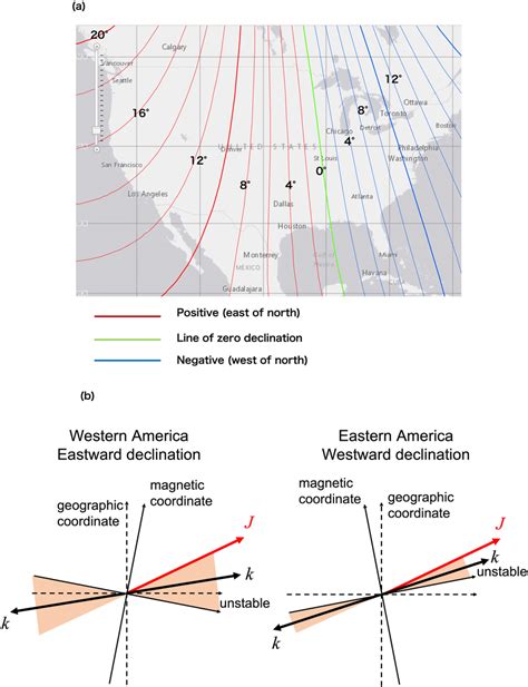 A Magnetic Declination Map 2 006 Over North America Modified From Download Scientific