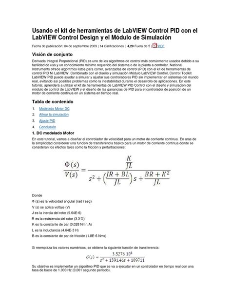 Usando El Kit De Herramientas De Labview Control Pid Con El Labview