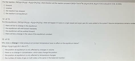 [solved] 1 If A Chemical System Is At Equilibrium The Reverse Reaction