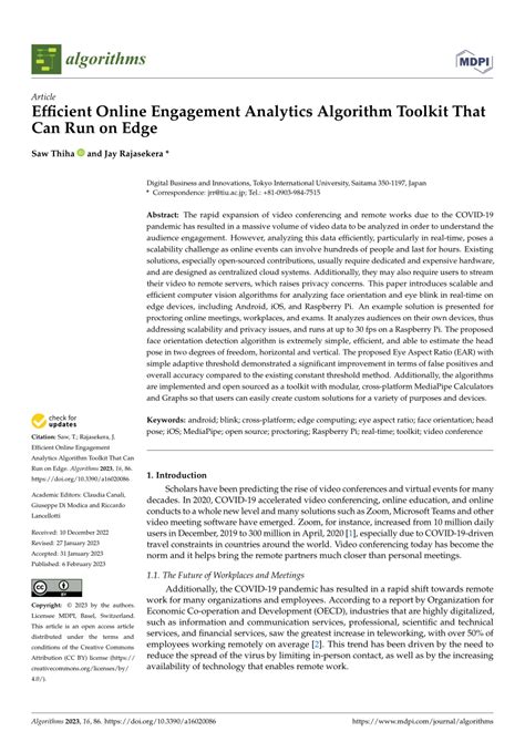 Pdf Efficient Online Engagement Analytics Algorithm Toolkit That Can