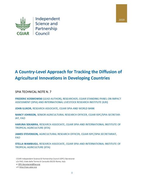 A Country Level Approach For Tracking The Diffusion Of Agricultural