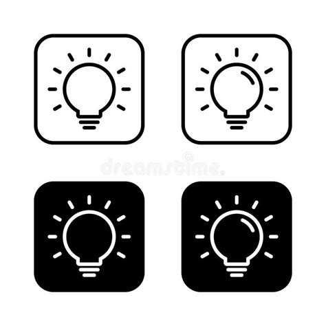 Light Bulb Outline Icon On Square Line Lamp Idea Insight Sign Symbol