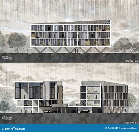Architectural Section Rendering Stock Illustration Illustration Of