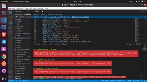 مشكلة في عمل استعلام لقاعدة البيانات SQLSTATE HY000 1045 Access denied for user forge