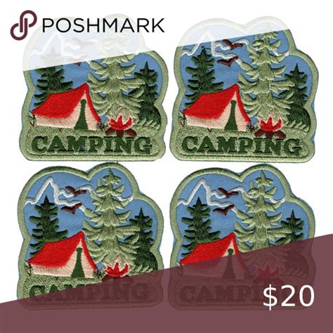 Lot Of 4 Embroidered Camping Outdoor Tent Campfire Iron On Applique Patches Iron On Applique
