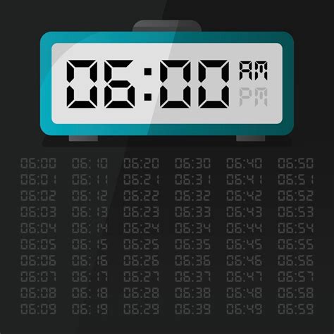Digital Clock Displaying 6 Oclock With Digital Number Set Eps 10 Free