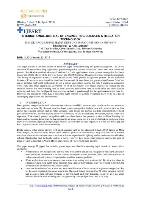 pdf image processing hand gesture recognition a review