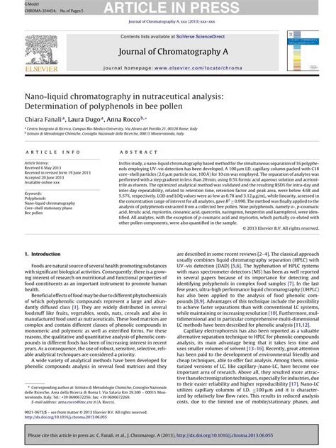 Pdf Nano Liquid Chromatography In Nutraceutical Analysis Determination Of Polyphenols In Bee