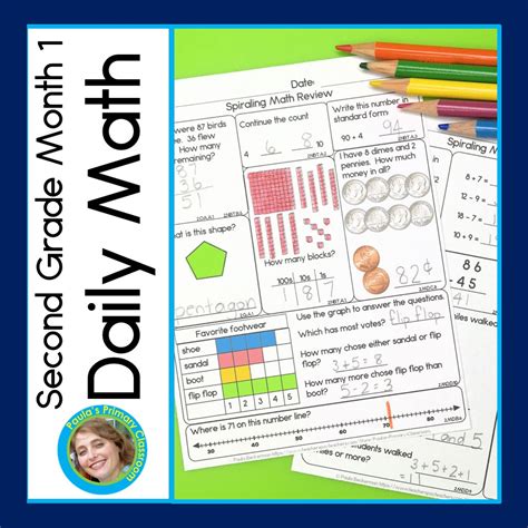 Math Spiral Review 2nd Grade Daily Worksheets Morning Work Homework Month 1 Made By Teachers