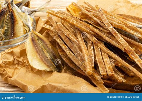 Dried Fish Dry Salted Seafood Snack Stockfish Beer Snacks Stock