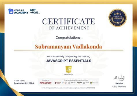 subramanyam vadlakonda on linkedin nxtwave ccbp javascript