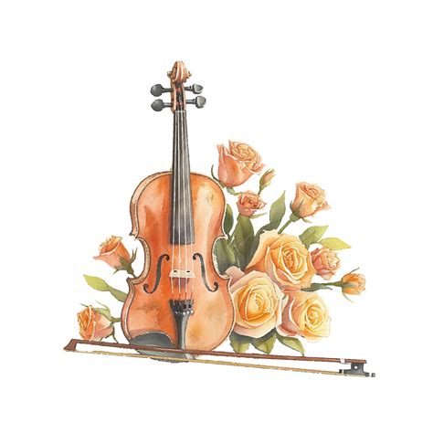 Premium Vector Cute Violin And Flowers Vector Illustration In