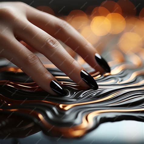Premium Photo Liquid Metal Nails Design With A Liquid Metal Effect