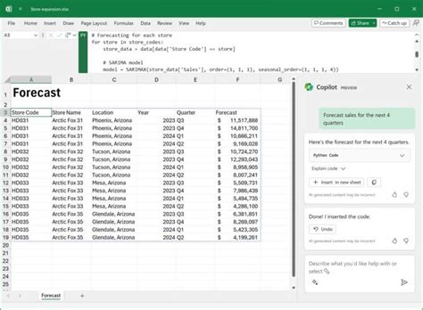 copilot support for python in excel