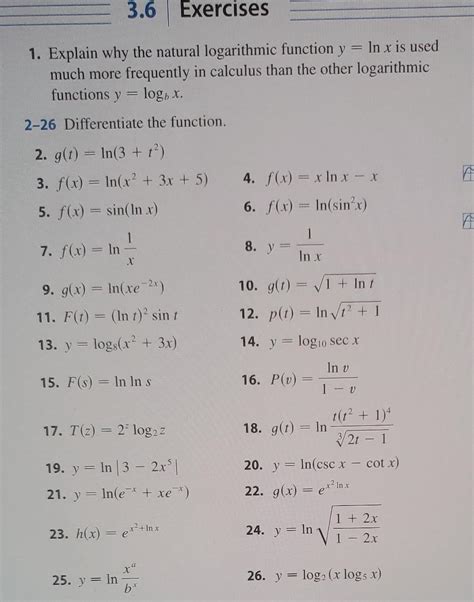 Solved Exercises Explain Why The Natural Logarithmic Chegg