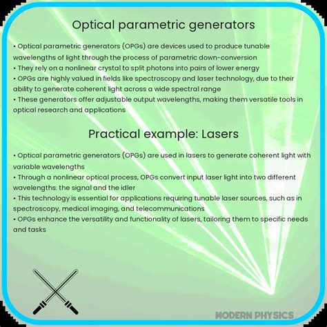 Optical Parametric Generators Efficiency Tunability And Uses