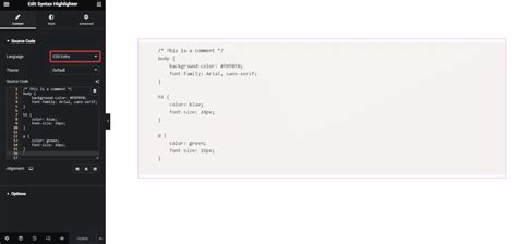 Syntax Highlighter Settings Overview The Plus Addons For Elementor