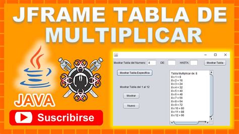 Jframe Tabla De Multiplicar Netbeans Youtube