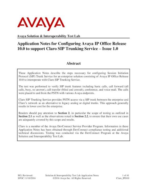 pdf application notes for configuring avaya ip office release