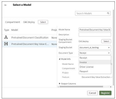 Make A Oci Document Understanding Model Available In Oracle Analytics