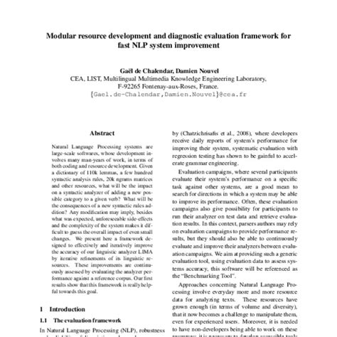 Modular Resource Development And Diagnostic Evaluation Framework For