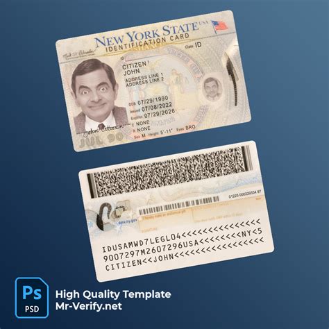 Usa New York Id Card Psd Template 2022 Present