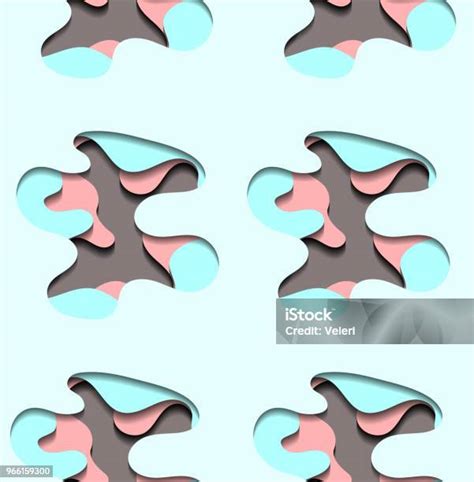 파스텔 색상에 3d 요소와 원활한 패턴 종이 잘라 벡터 텍스처 0명에 대한 스톡 벡터 아트 및 기타 이미지 0명 3차원 형태 곡선 Istock