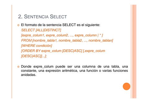 SOLUTION Tema 2 La Sentencia Select Studypool