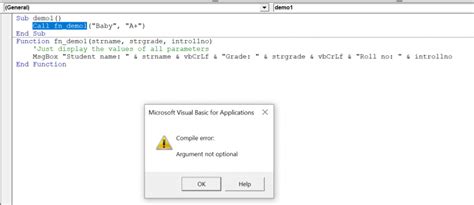 How Do You Fix Compile Error Argument Not Optional VBA And VB Net Tutorials Education And