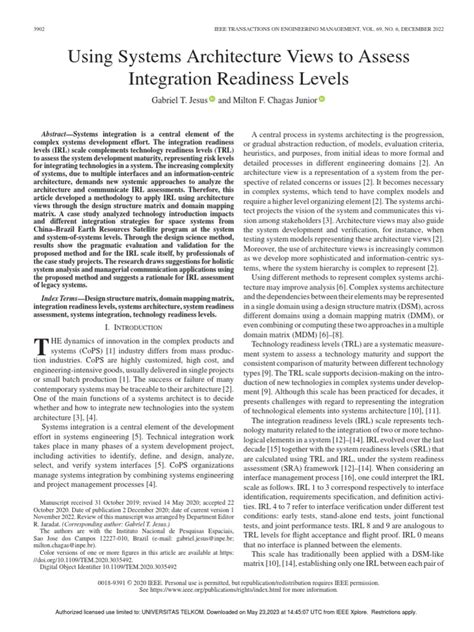 using systems architecture views to assess integration readiness levels