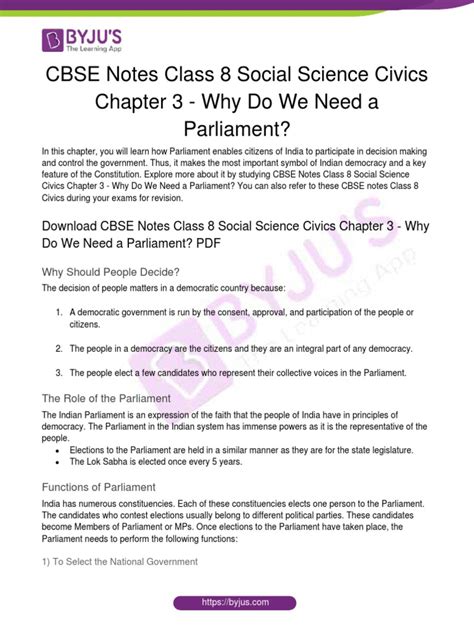civics chapter 3 notes pdf member of parliament democracy
