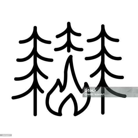 자연 컬렉션에서 산불 아이콘 흰색 배경에 격리 된 얇은 선형 산불 화재 숲 윤곽 아이콘 라인 벡터 산불 기호 웹 및 모바일 기호