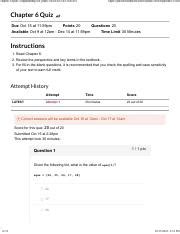 Chapter Quiz Programming In Python Course Hero