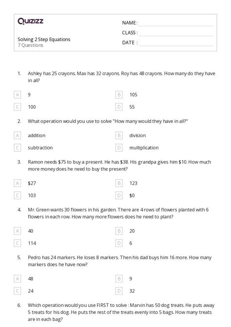 50 Solving Equations Worksheets For 3rd Year On Quizizz Free And Printable
