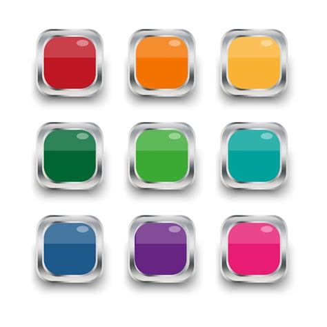 Premium Vector Square Colored Threedimensional Buttons Volumetric
