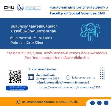 รับสมัครบุคคลเพื่อสอบคัดเลือกบรรจุเป็นพนักงานมหาวิทยาลัย ตำแหน่งอาจารย์ ภาควิชาสตรีศึกษา คุณวุฒิ