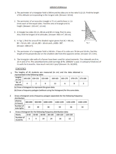 Herons Formula And Statistics Pdf