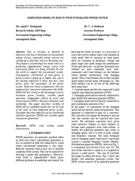 Simplified Model Of Dfig In Wind Integrated Power System Pdf