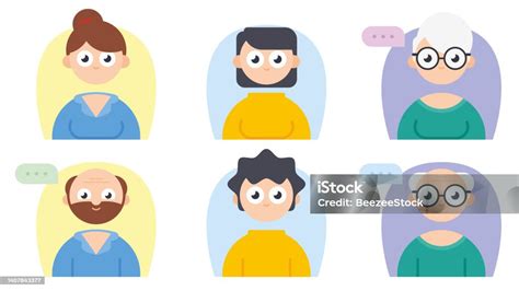 Set Of People Avatars Of Different Ages And Genders Stock Illustration