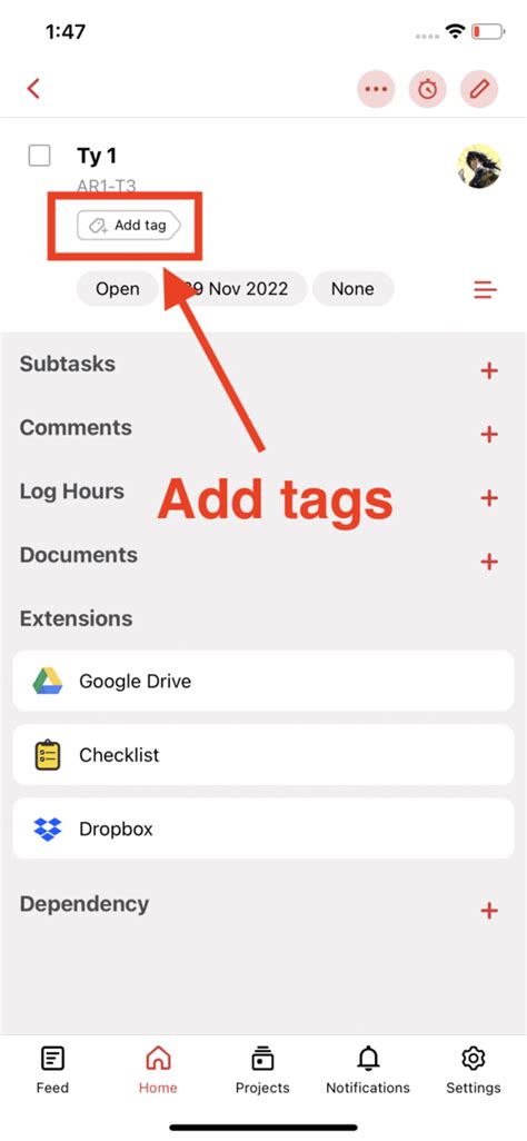 tags are now supported in the latest version of the zoho projects ios