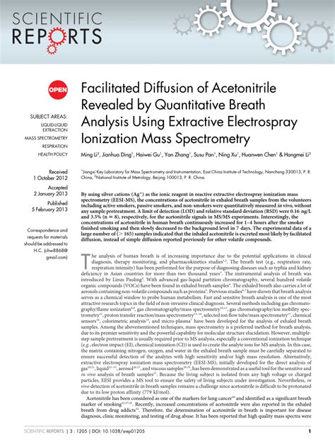 Pdf Facilitated Diffusion Of Acetonitrile Revealed By Quantitative