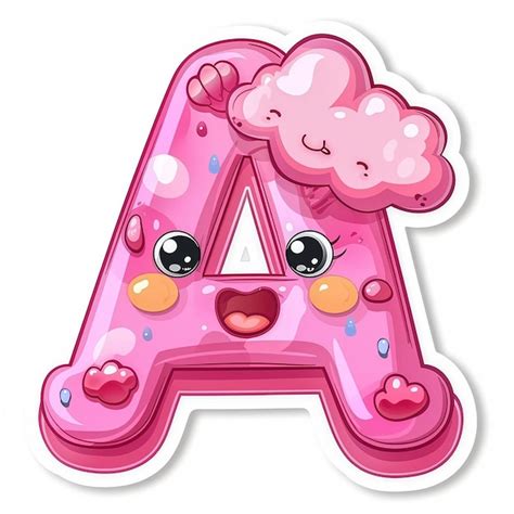 Cute Kawaii Letter A Sticker Premium Ai Generated Image