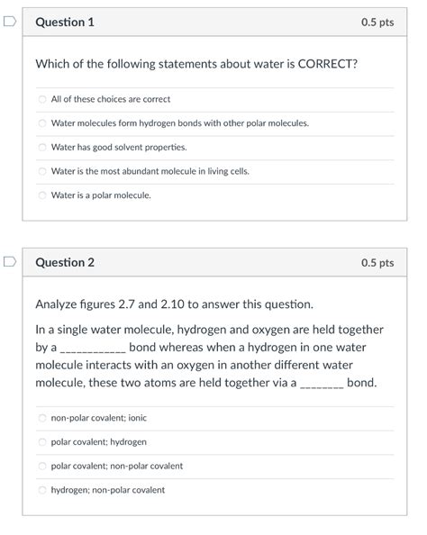 solved which of the following statements about water is
