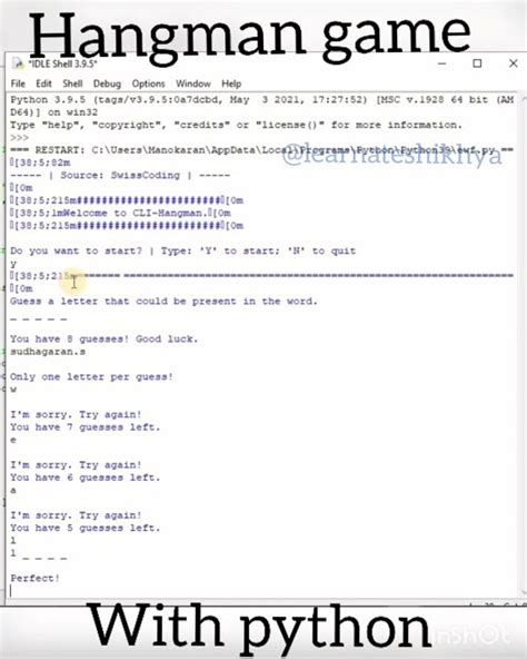 Hangman Game Using Python Shorts Viral Youtube