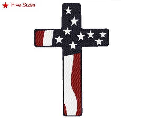 Patriotic Cross Machine Embroidery Design Five Sizes Included Instant