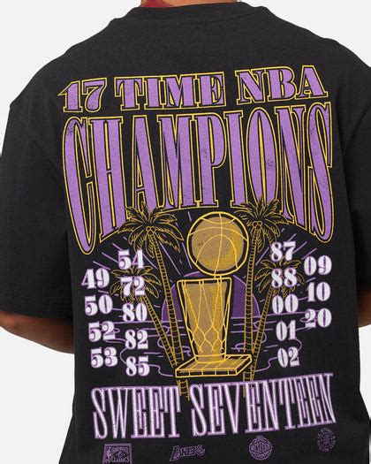 Mitchell And Ness Los Angeles Lakers 17 Time Nba Champions T Shirt Faded